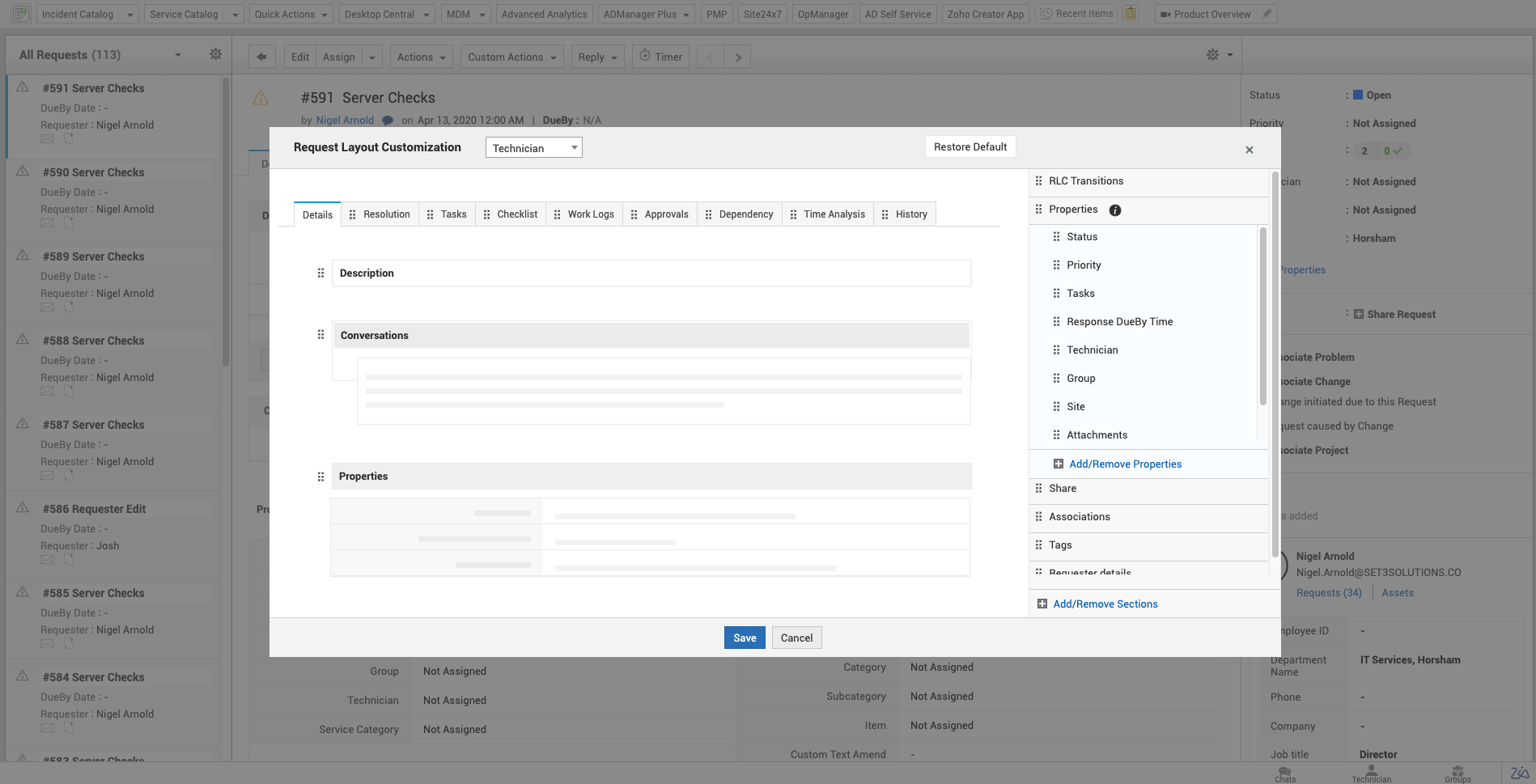 Customise the Layout of a Request in ServiceDesk Plus - Set3 Solutions